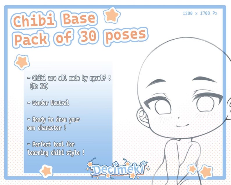 Chibi Base Pack 30 Poses, Ych, Art Base, Anime Pose , Manga, Vtuber ...