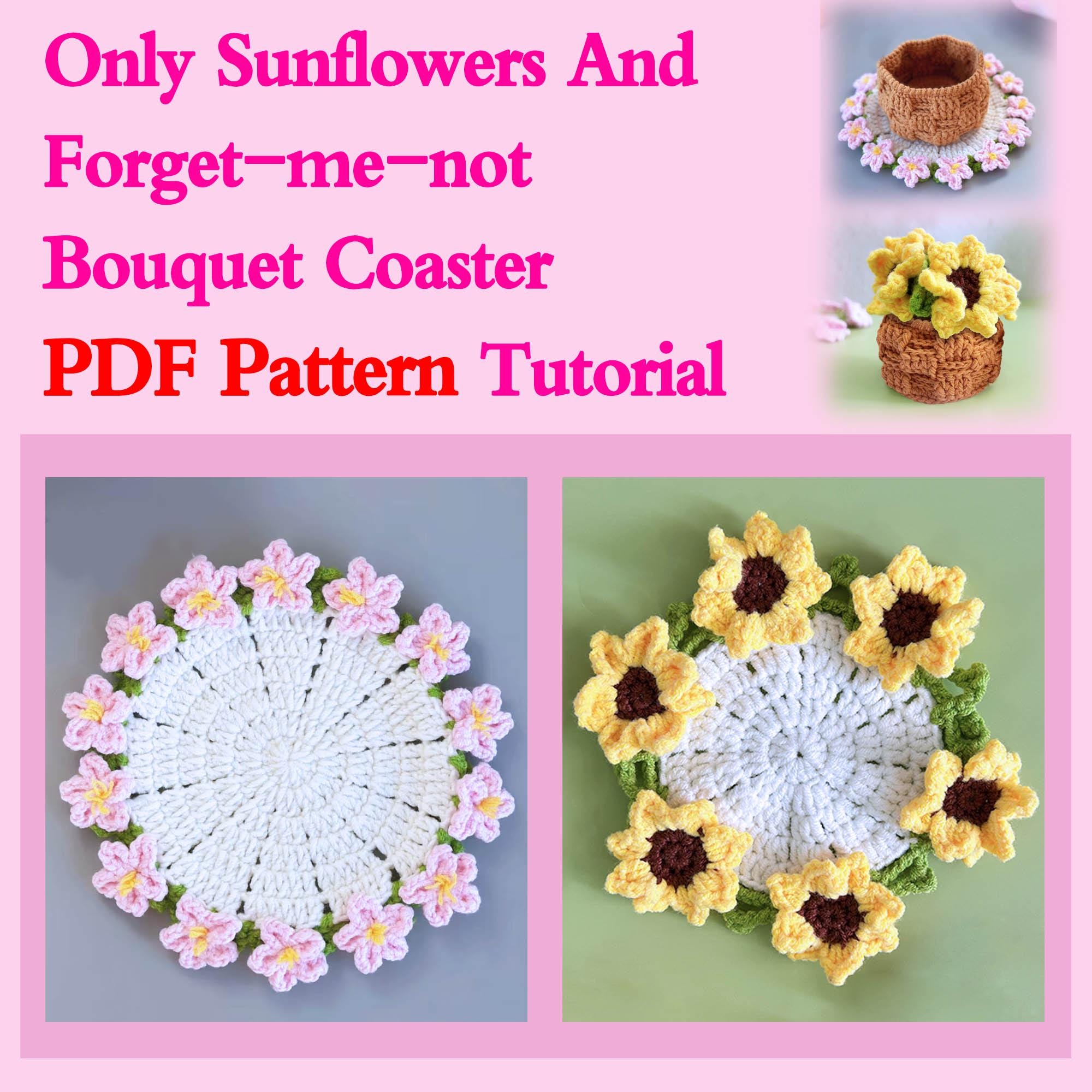 Sunflower/forget-me-not Coaster Crochet PDF Pattern With Basket Flower ...