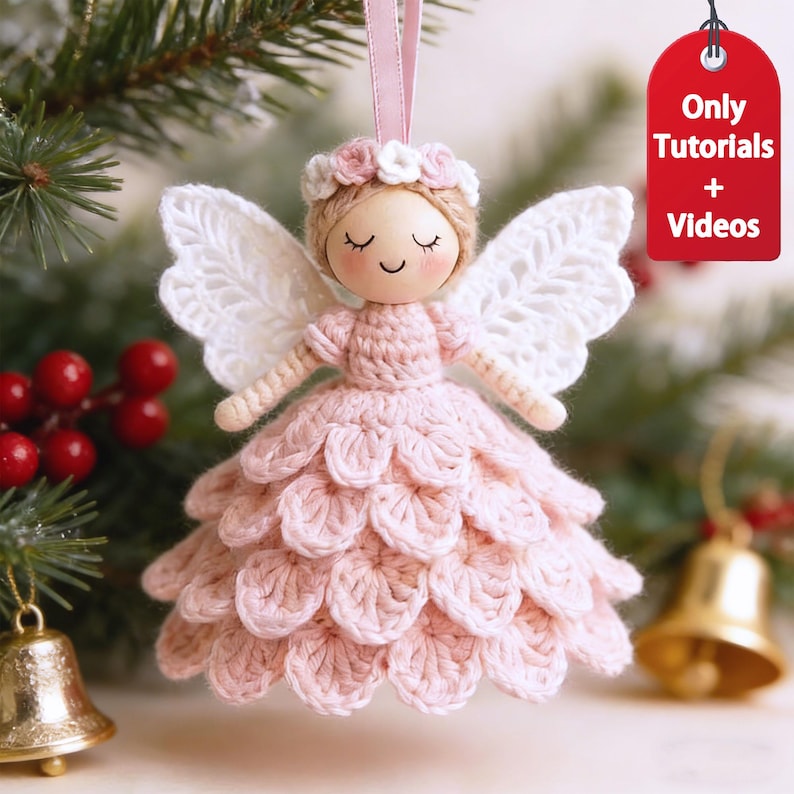 Crochet Angel Pendant PDF Tutorial+video,crochet Angel Pattern,crochet ...