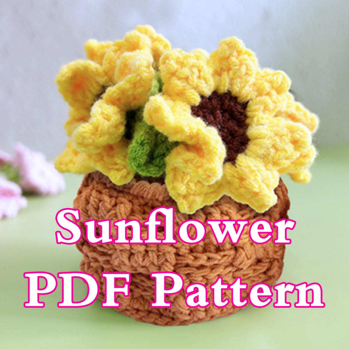 Sunflower/forget-me-not Coaster Crochet PDF Pattern With Basket Flower ...