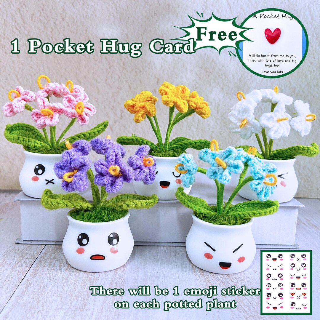 Cute Crochet Forget-me-not Potted Plant,thank You Gifts for Teacher ...