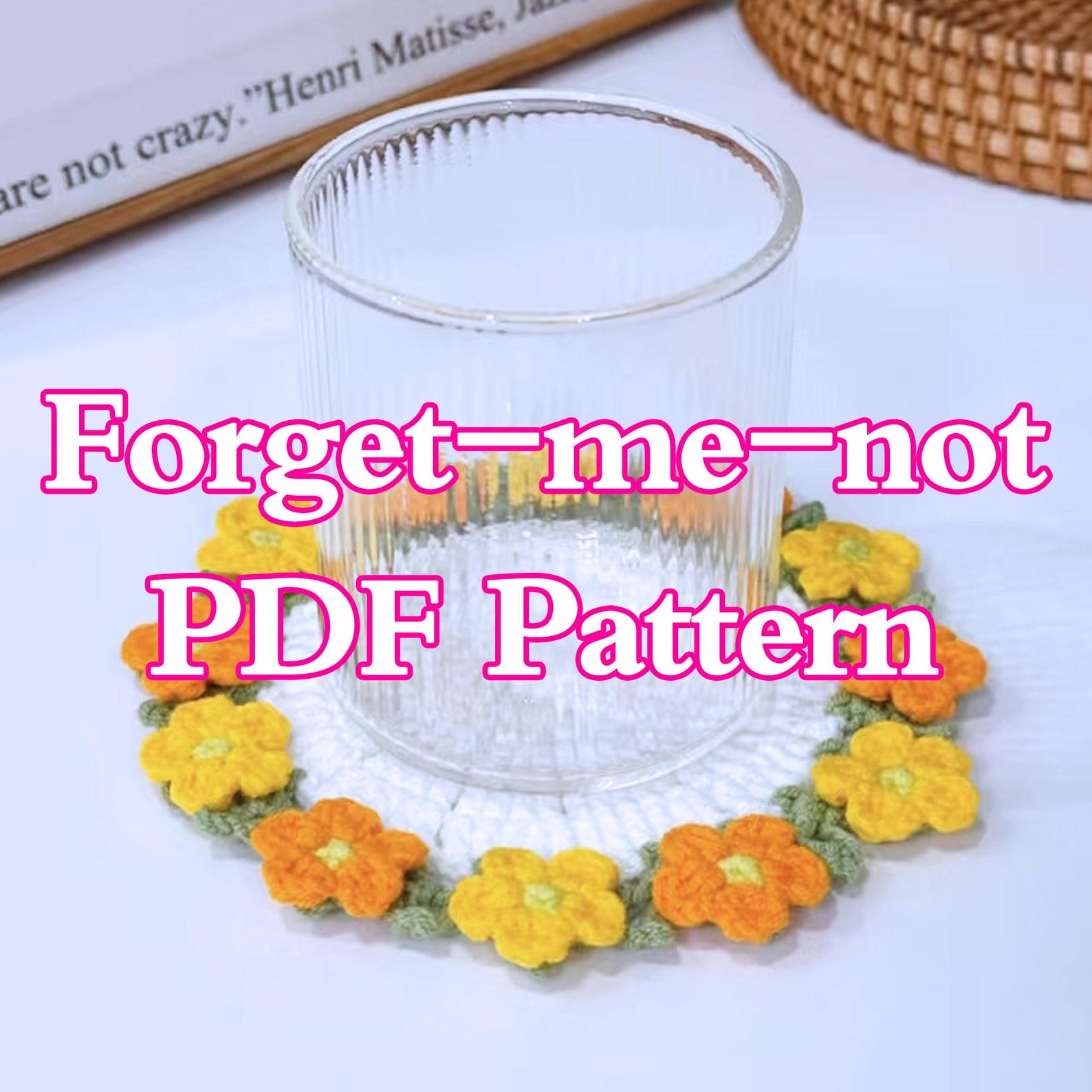 Sunflower/forget-me-not Coaster Crochet PDF Pattern With Basket Flower ...