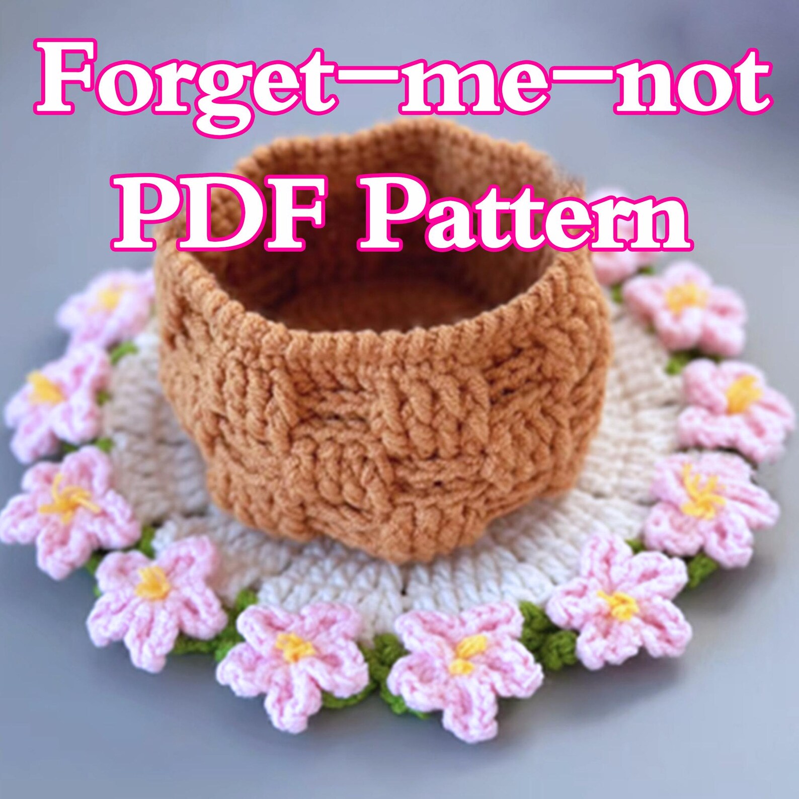 Sunflower/forget-me-not Coaster Crochet PDF Pattern With Basket Flower ...
