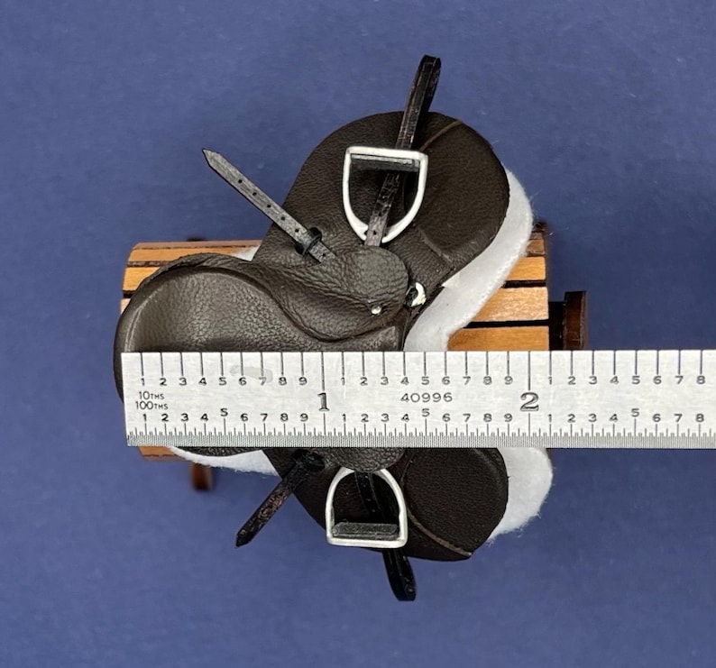 1:12 Scale MINIATURE Black English Saddle for Dollhouse or Classic ...