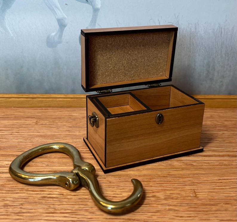 1:12 Scale Cherry Finish Tack Trunk With Engraved Top and Cork Board ...
