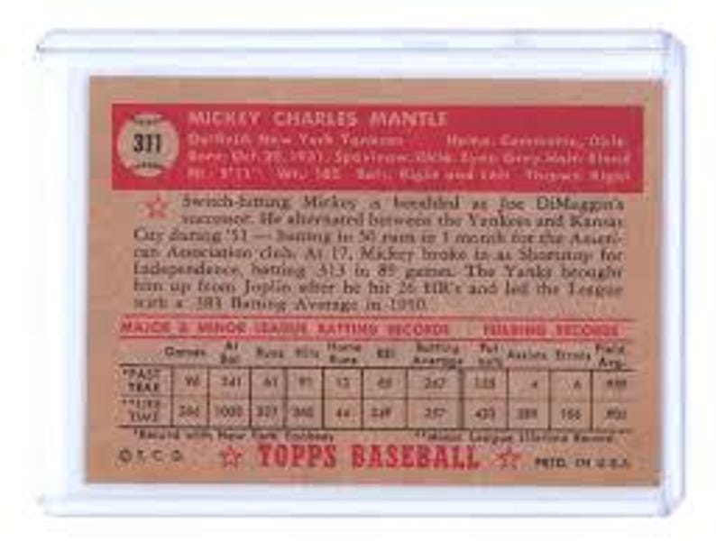 Mickey Mantle Rookie Card (reprint) - Etsy