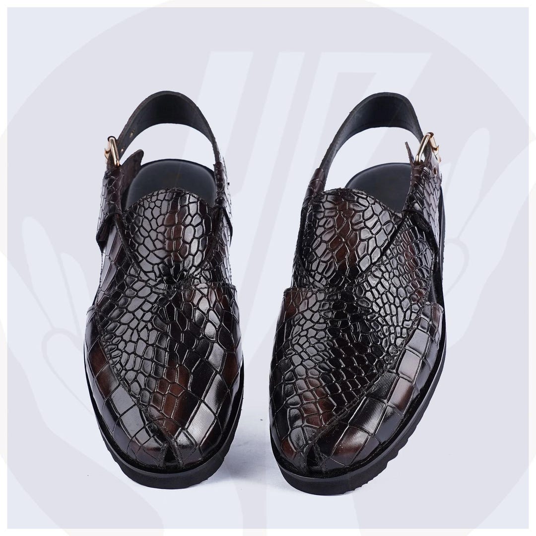 Handmade Croc Texture Leather Peshawari Chappal Sandals - Etsy
