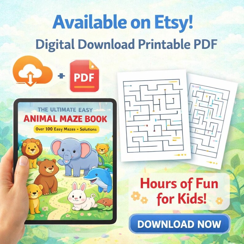 Farm Animal Maze Book for Kids | 100 Easy Puzzles (printable PDF ...