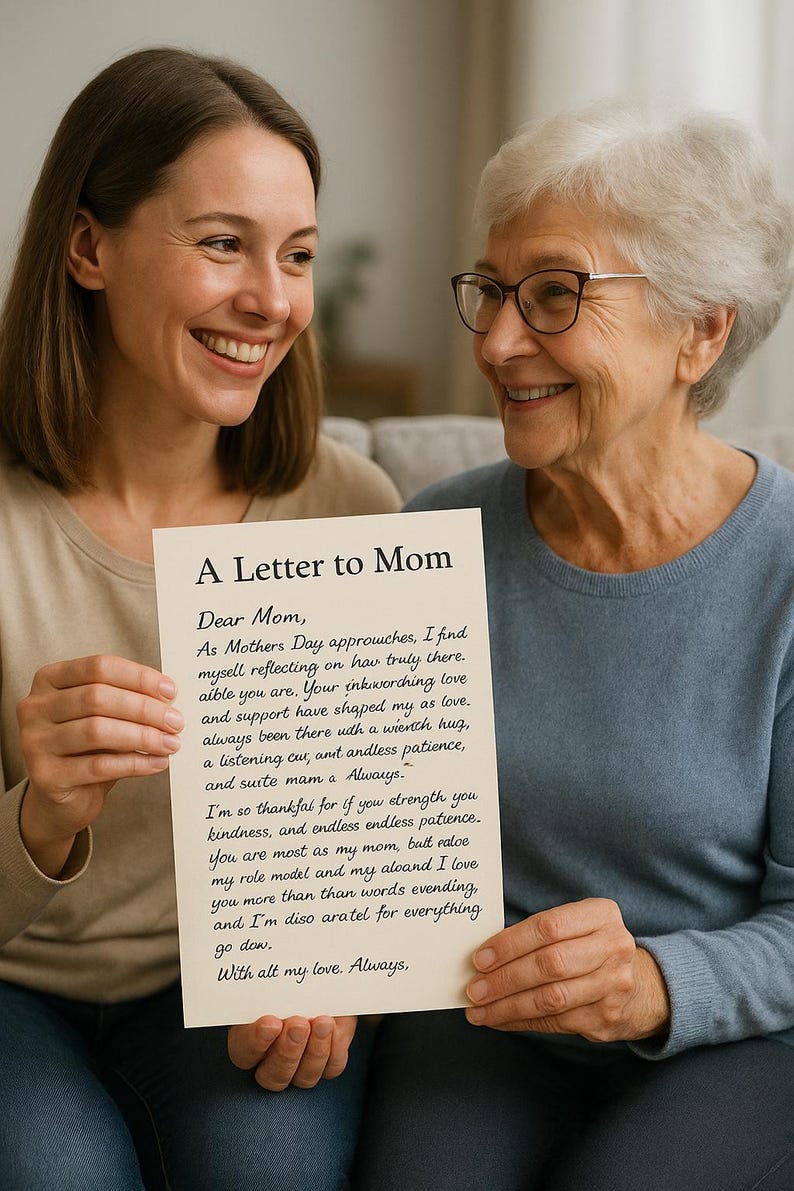 Dear Mom Letter Card | Handwritten-style Mother’s Day Printable | Full ...