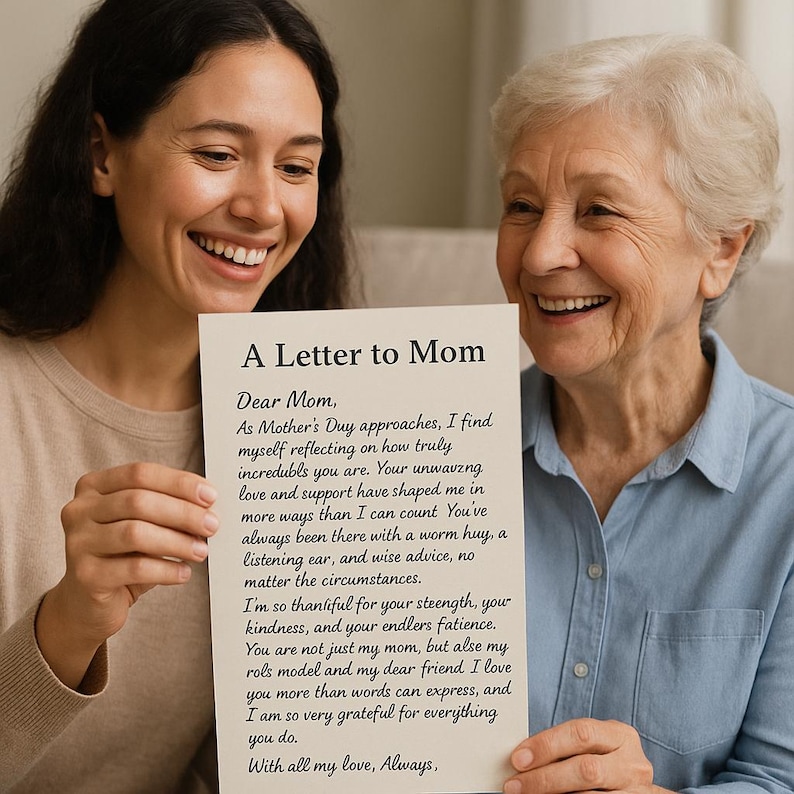 Dear Mom Letter Card | Handwritten-style Mother’s Day Printable | Full ...