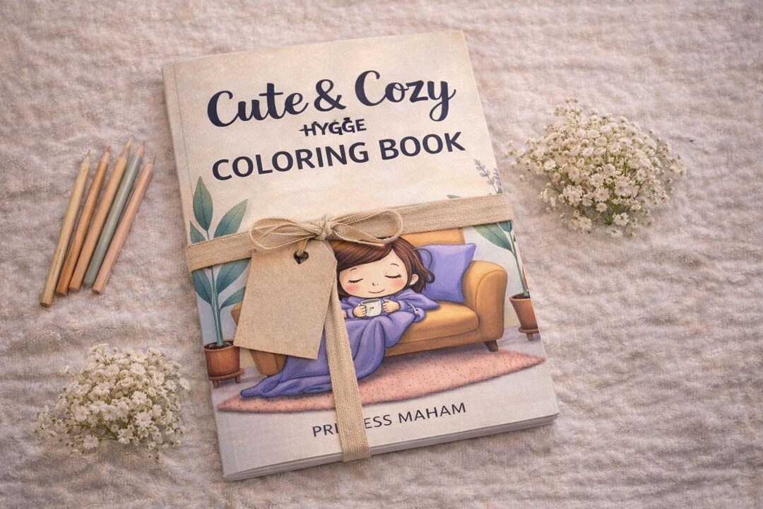 Cute Cozy Hygge Coloring Book for Adults – 50 Relaxing Chibi Coloring ...