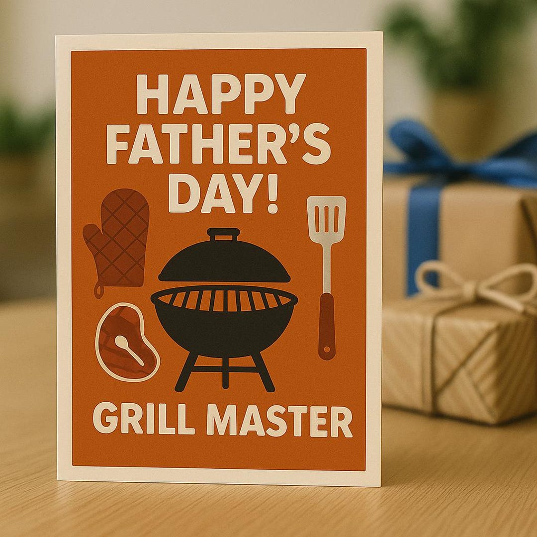 Funny Fathers Day Card for Grill Master Bbq Dad Printable Card From Son ...