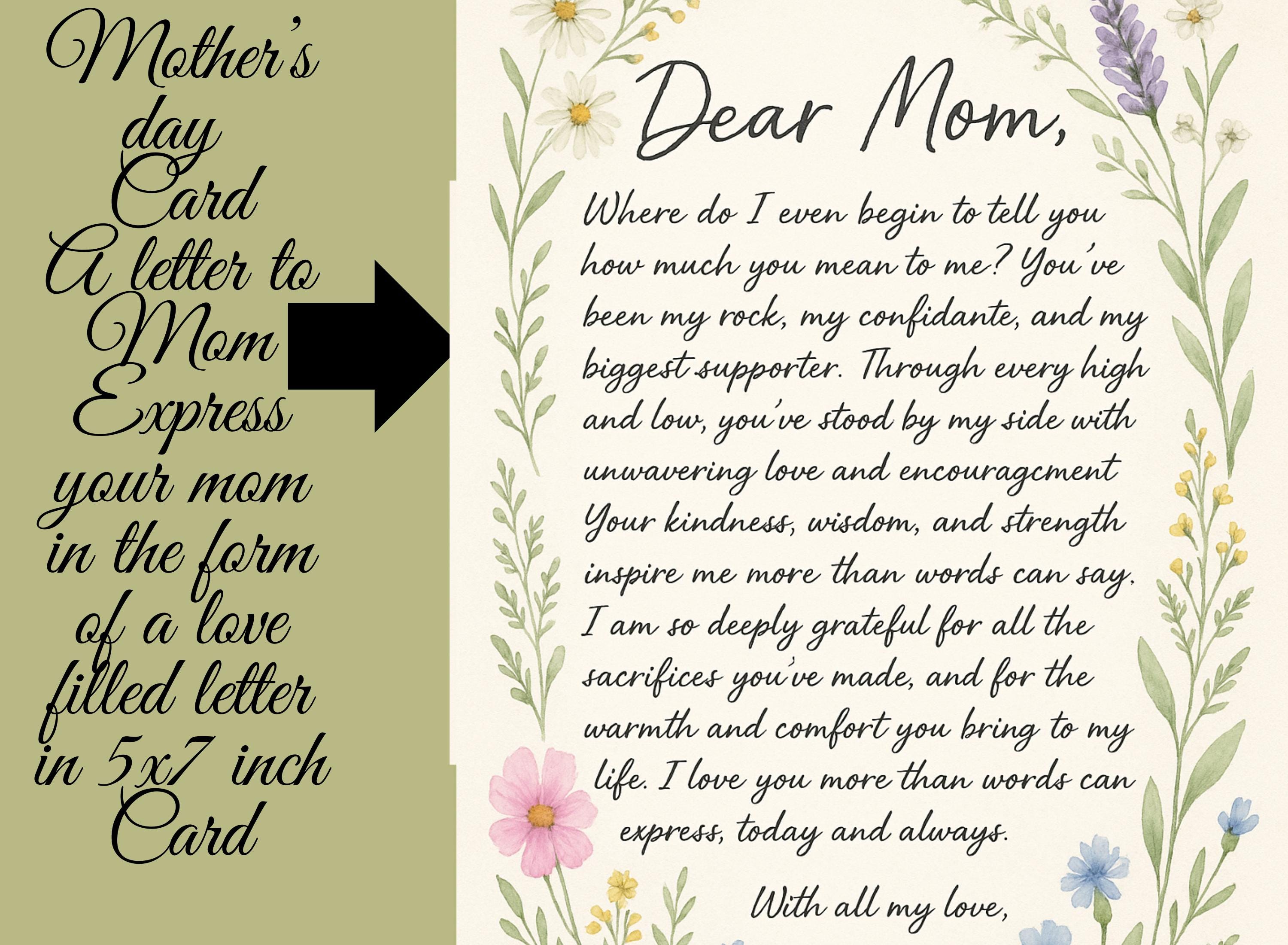 Handwritten Letter to Mom Mother's Day Card – Heartfelt Printable ...