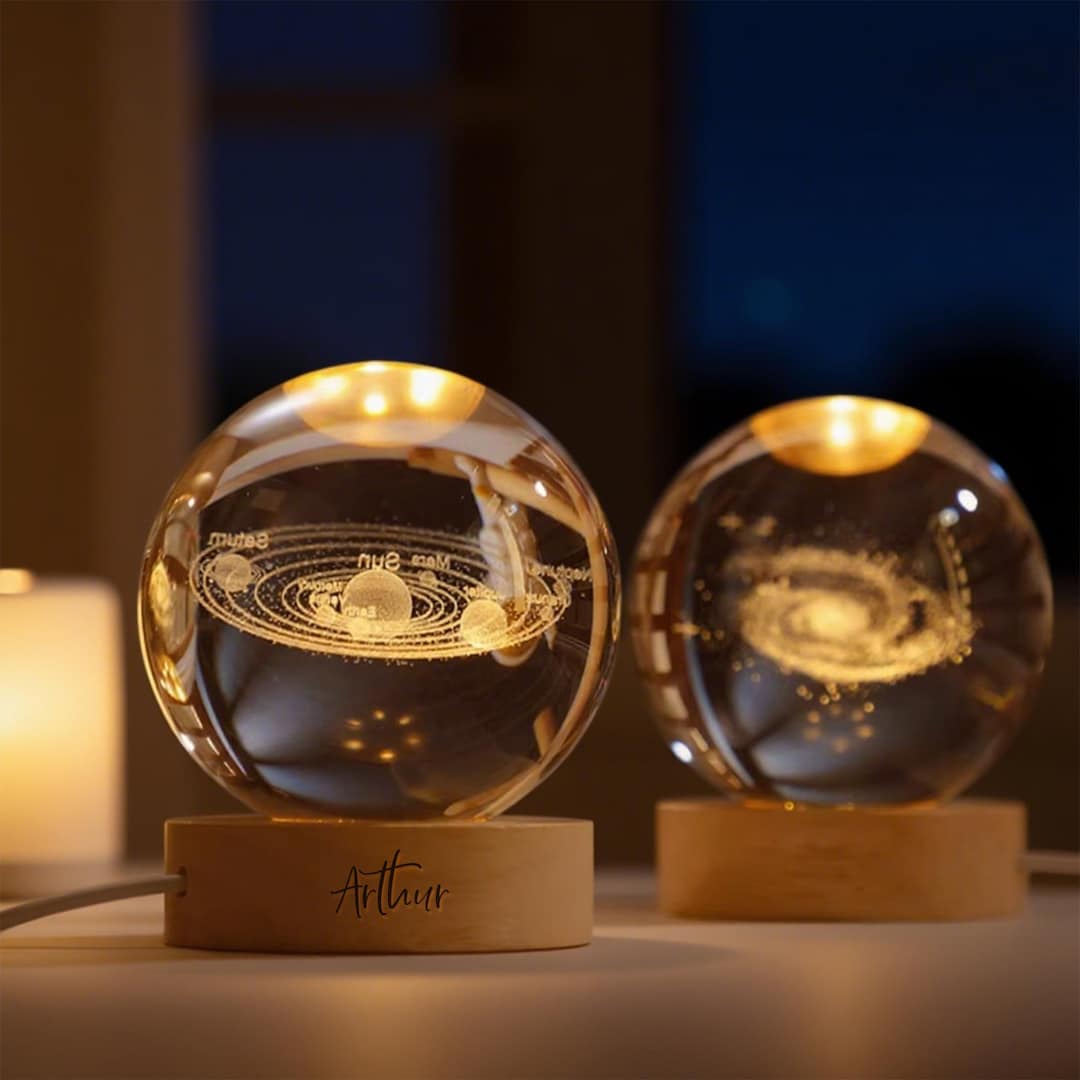 Custom Solar System Night Light, Custom Crystal Ball Lamp, Space Snow ...
