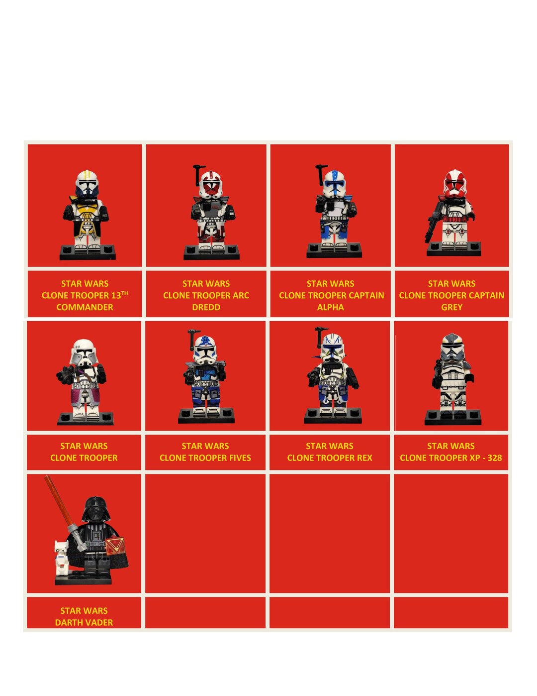Star Wars MOC Minifigure Characters Moc - Clamp Building Block - Custom ...