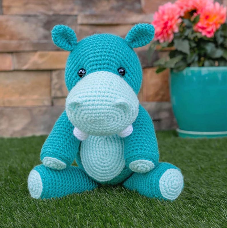 Hippo Crochet Pattern PDF in English, Amigurumi Crochet Toy Pattern ...