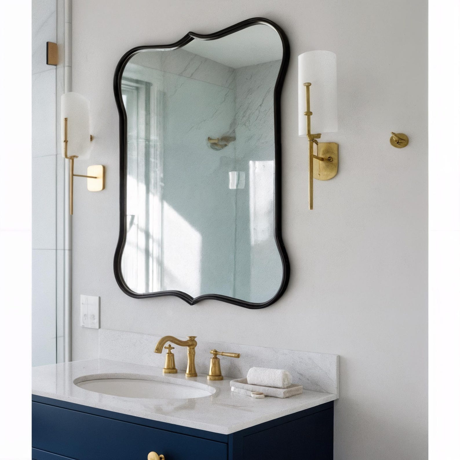Lapseki Vintage Mirror, Irregular Bathroom Mirror, Asymmetric Wall ...