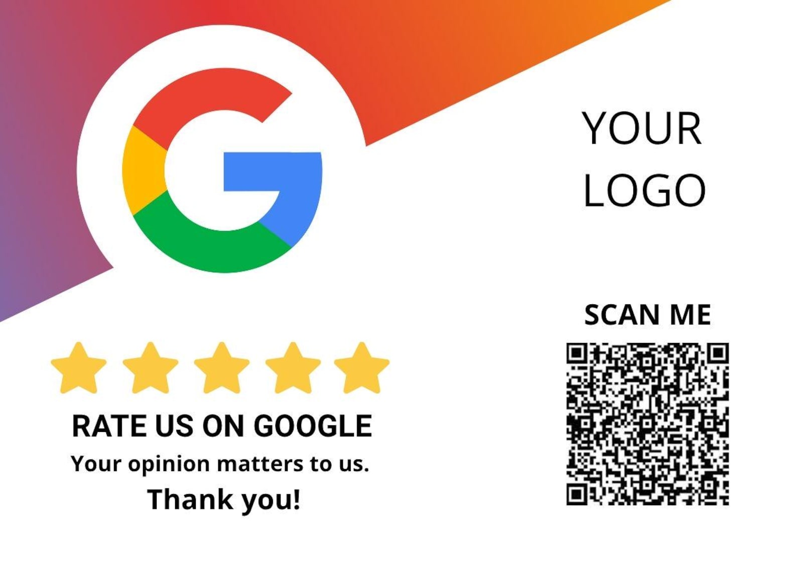 Google Bewertung Wunschkarte mit QR-Code: Small Business Danke ...