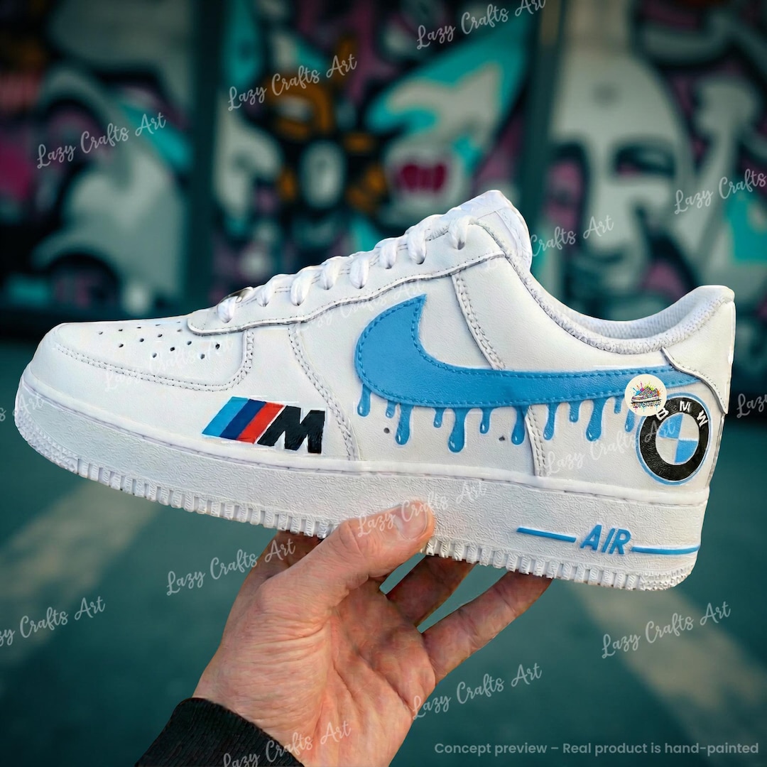 Custom Hand-painted BMW Blue Drip Air Force 1 Sneakers: Personalized ...