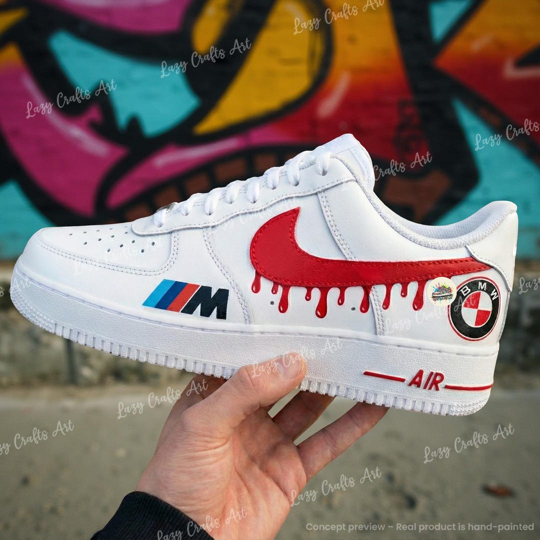 Hand-painted BMW Red Drip Air Force 1 Sneakers: Personalized Luxury Car ...