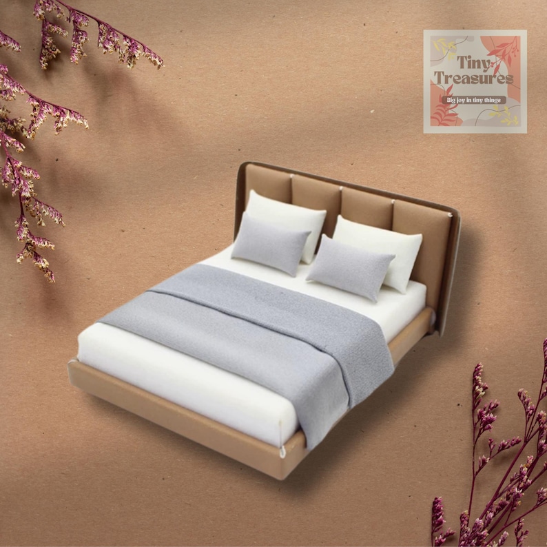 Miniature Double Bed – 1/18–1/20 Scale Scale ABS & Fabric Handmade ...
