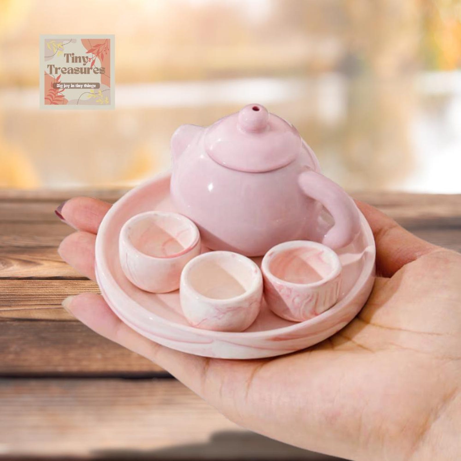 Miniature Porcelain Tea Set – 3 Teapot Colors, 2 Lid Cup Colors, 1:12 ...