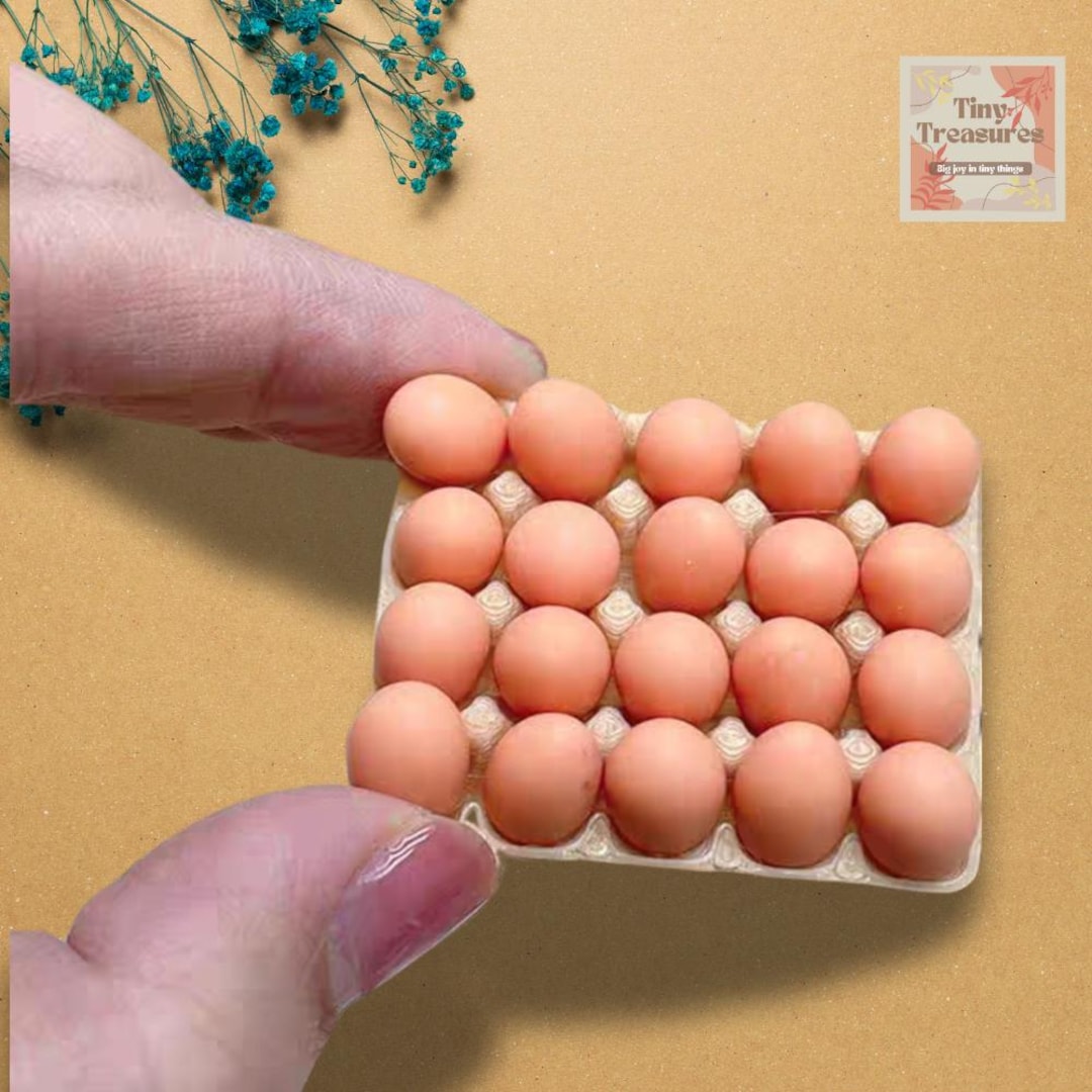 Miniature Eggs Set – 1:12 Scale Dollhouse Food, Basket / Tray Options ...