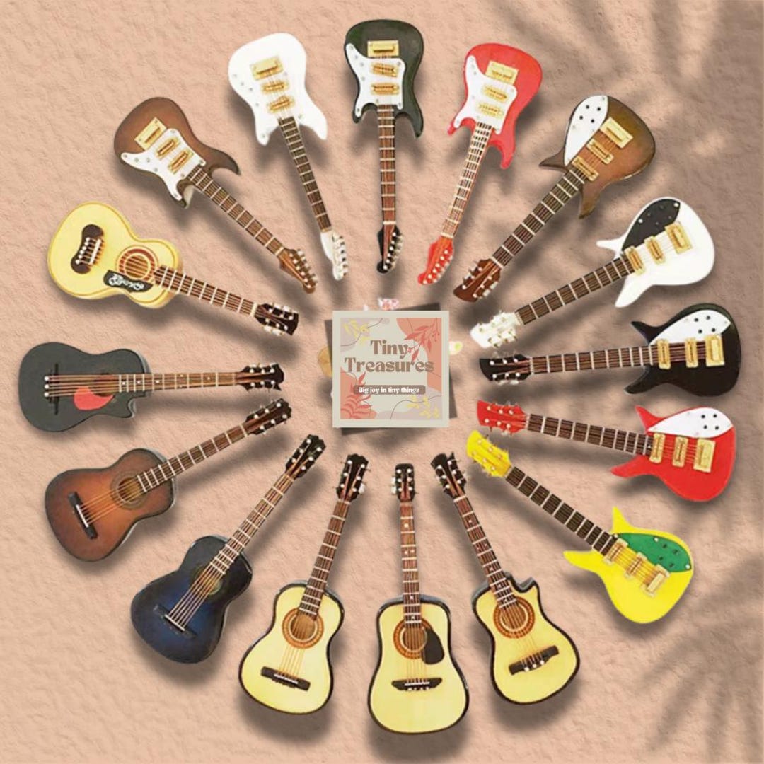 Miniature Guitar –10cm Style3 -1 6 & 1 12 Scale Dollhouse Musical ...