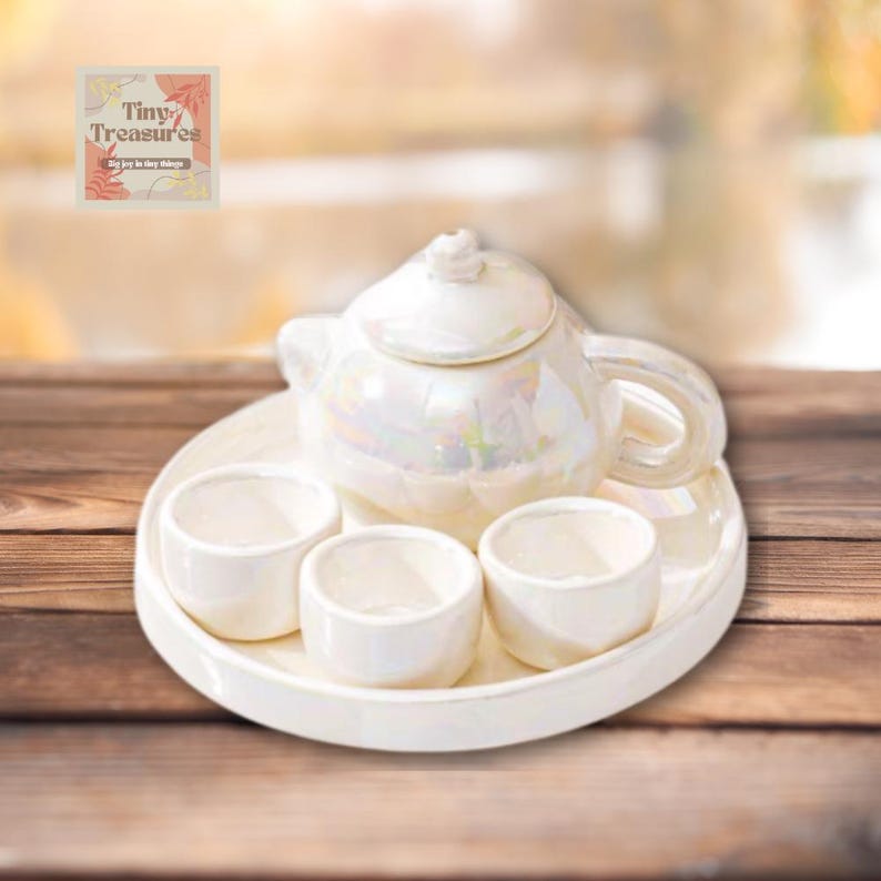 Miniature Porcelain Tea Set – 3 Teapot Colors, 2 Lid Cup Colors, 1:12 ...