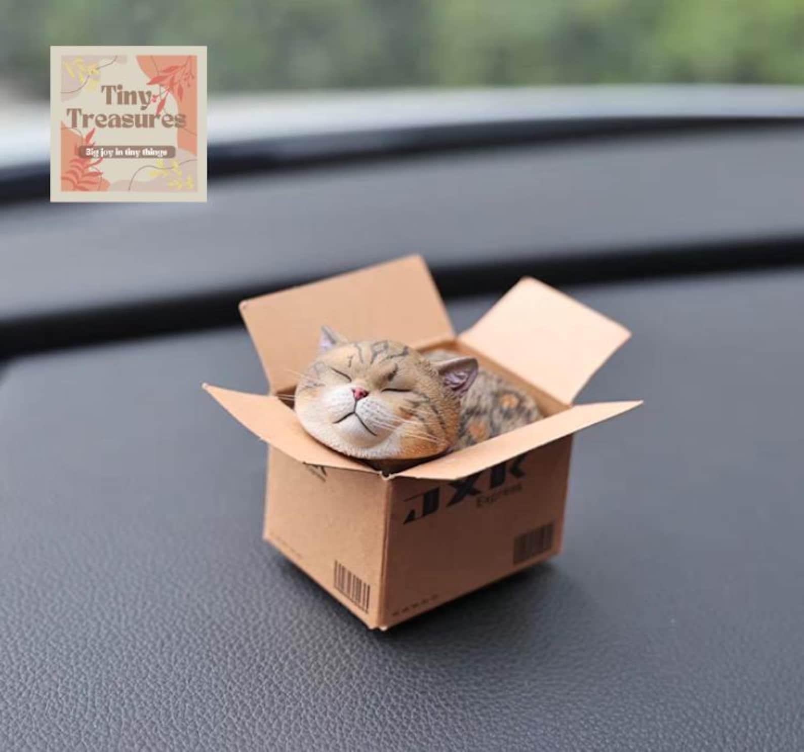 Miniature Mini Cat in Delivery Box –1:12 Tiny Resin Cat Figurine ...