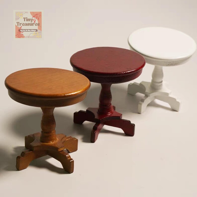 Miniature Vintage Round Table 1:12 Scale | Handmade Wooden Dollhouse ...