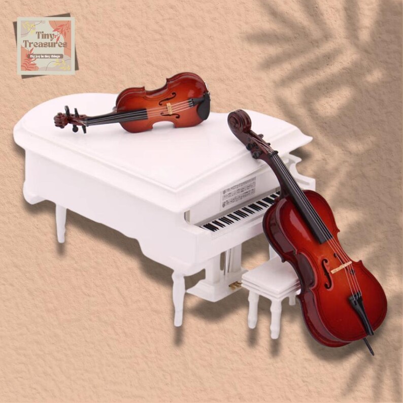 Personalized Miniature White Grand Piano Music Box – 1/6 & 1/12 Scale ...