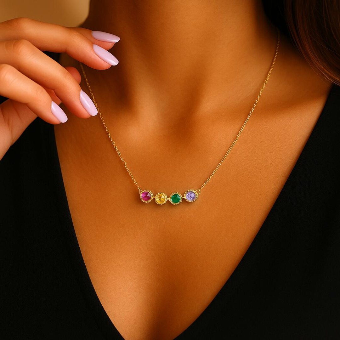 Multiple Birthstone Necklace, Custom Birthstone Pendant Gift ...