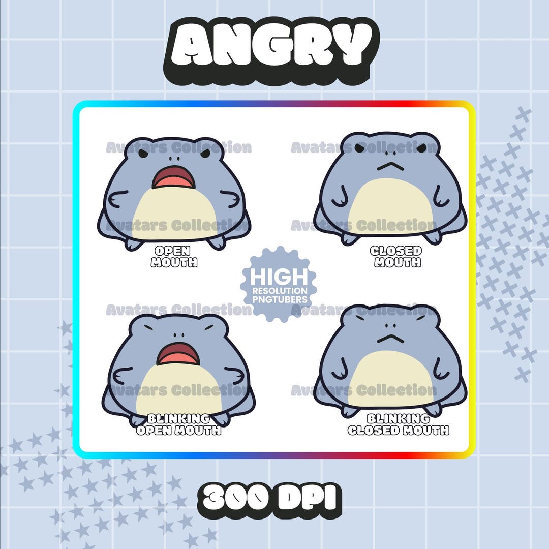 Blue Frog Pngtuber: Chibi Vtuber Avatar (digital Download, Veadotube ...