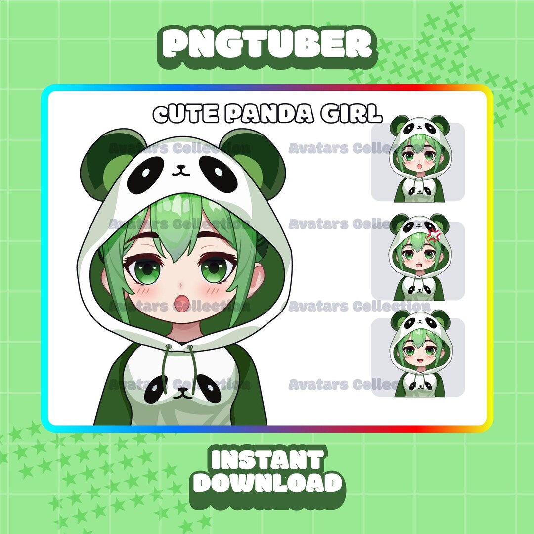 Panda Girl Pngtuber Ready for Twitch Cute Panda Girl Pngtuber Model for ...