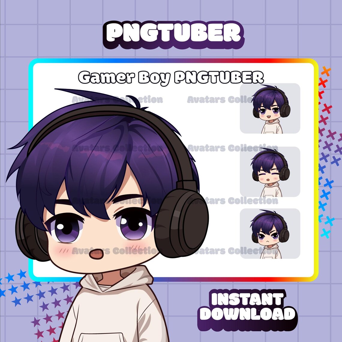Chibi Gamer Boy Pngtuber Model | Premade Twitch Avatar (veadotube File ...