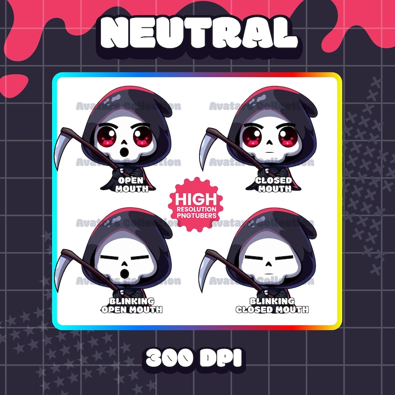 Grim Reaper Pngtuber Model | Kawaii | Chibi | Ready for Twitch | Vtuber ...