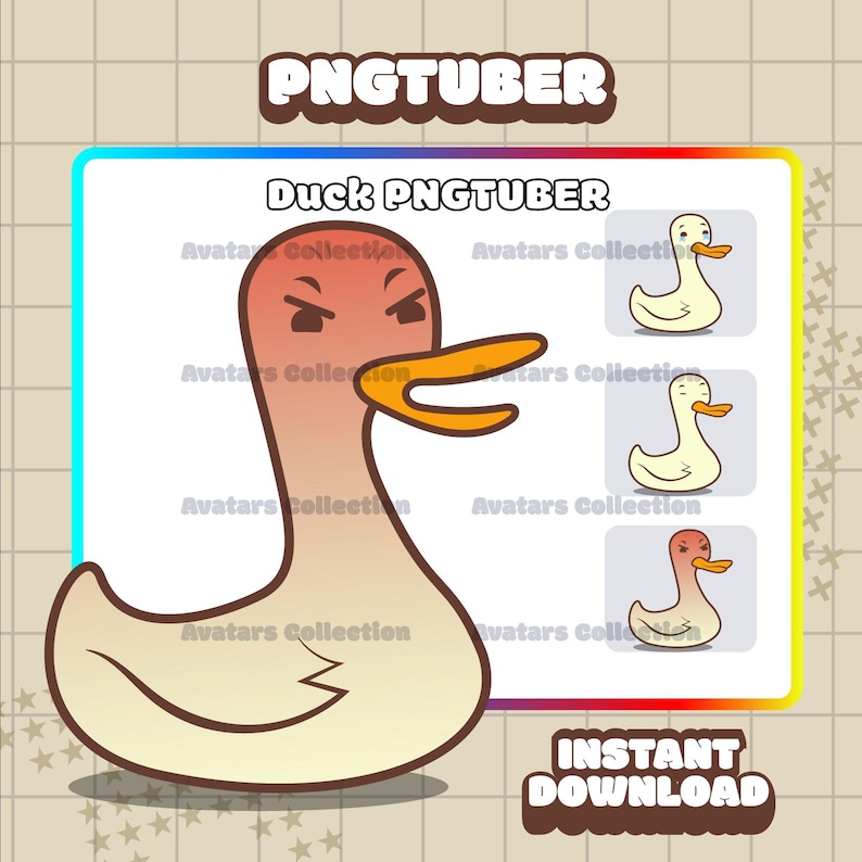 Kawaii Duck Pngtuber Model: Chibi Vtuber Avatar for Twitch (veadotube ...