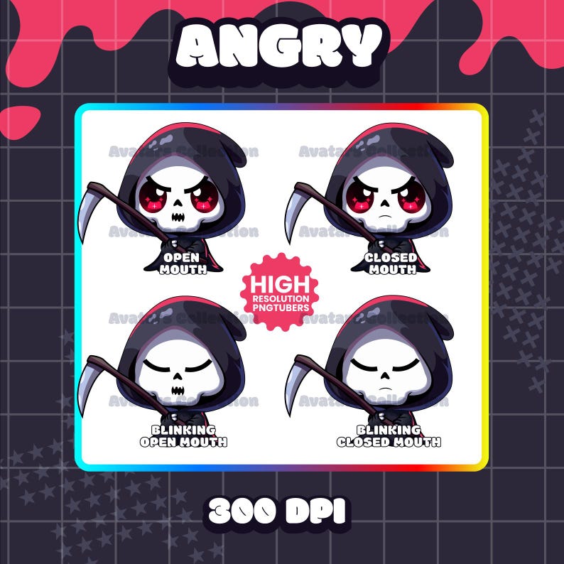 Grim Reaper Pngtuber Model | Kawaii | Chibi | Ready for Twitch | Vtuber ...