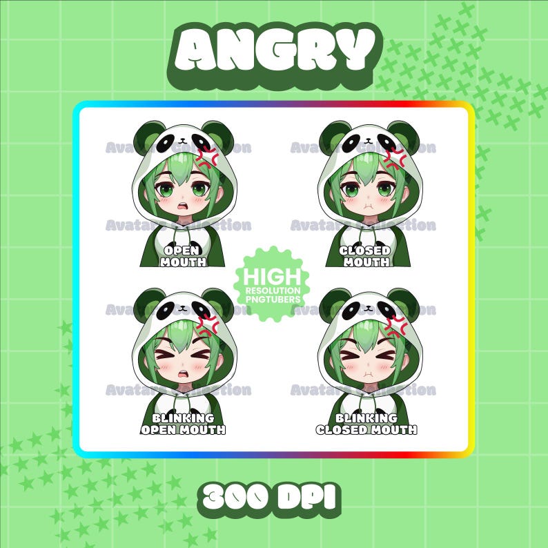 Panda Girl Pngtuber Ready for Twitch Cute Panda Girl Pngtuber Model for ...