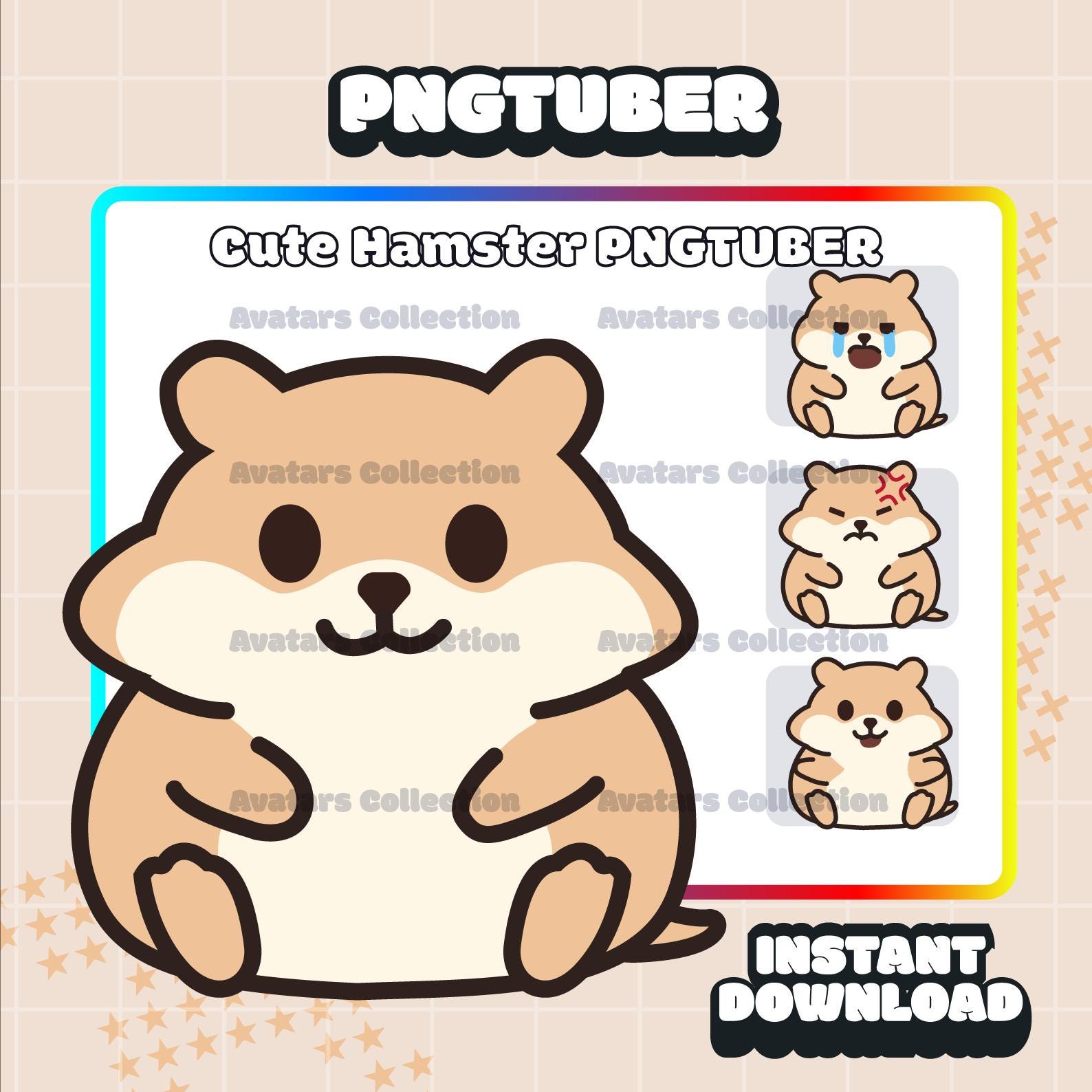 Cute Hamster Pngtuber Model | Kawaii Chibi Vtuber Avatar (digital ...