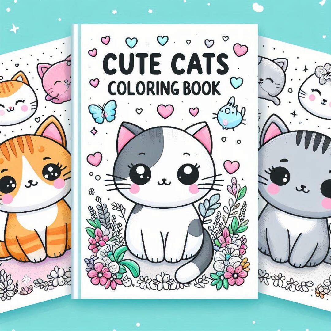 Cute Cats Coloring Book 63 Pages: Fun and Educational Activity ...