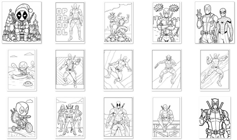 Deadpool Coloring Book 60 Pages: Fun and Educational Activity ...