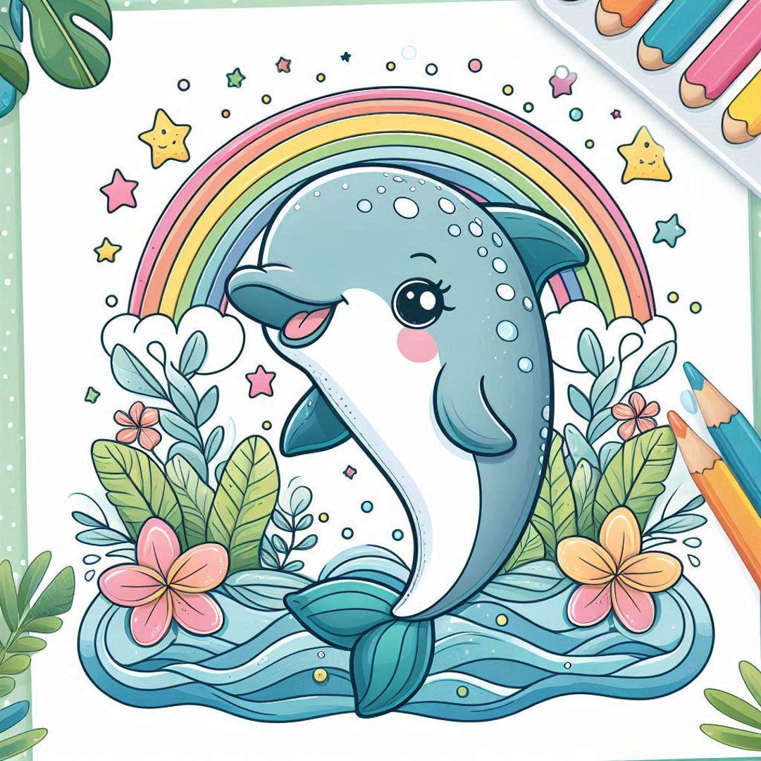 Cute Dolphin Coloring Book 39 Pages: Fun and Educational Activity ...