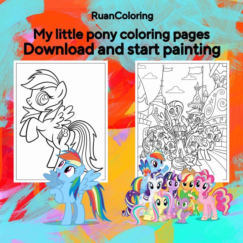 My Little Pony Coloring 60 Pages Mega Package: Fun and Educational ...