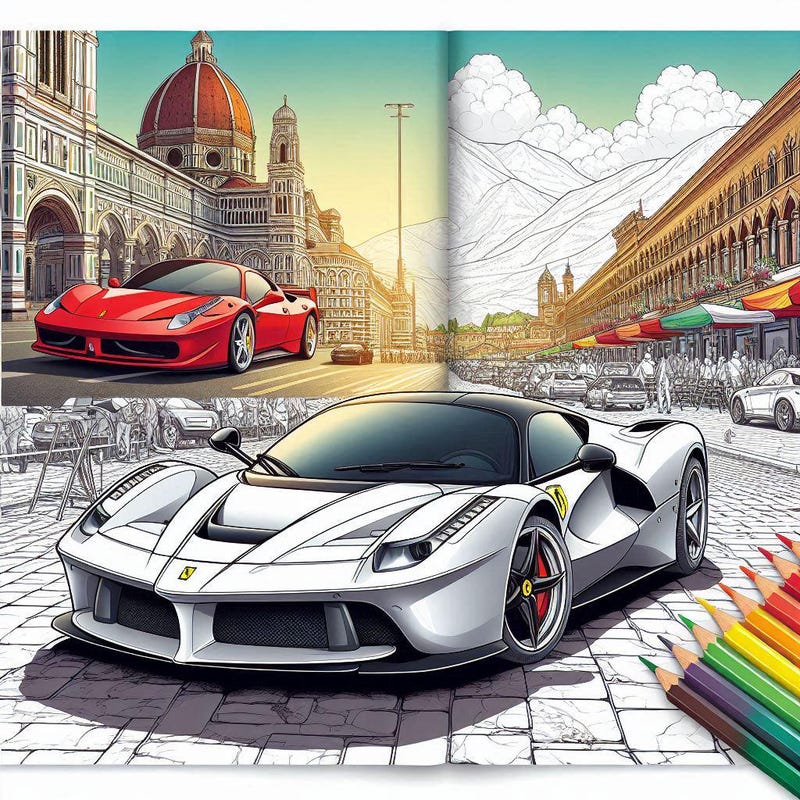 Ferrari Coloring Pages - Etsy