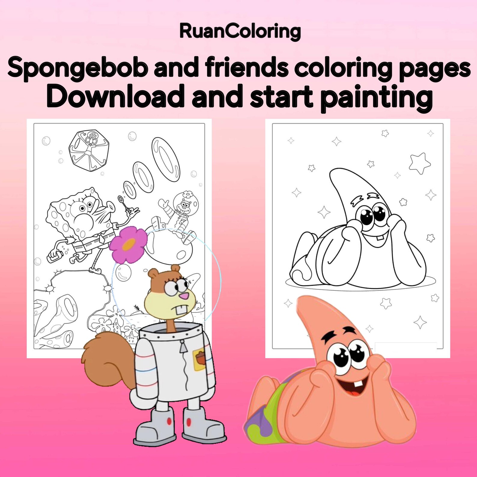 Sponge Bob Coloring 60 Pages Mega Package: Fun and Educational Activity ...