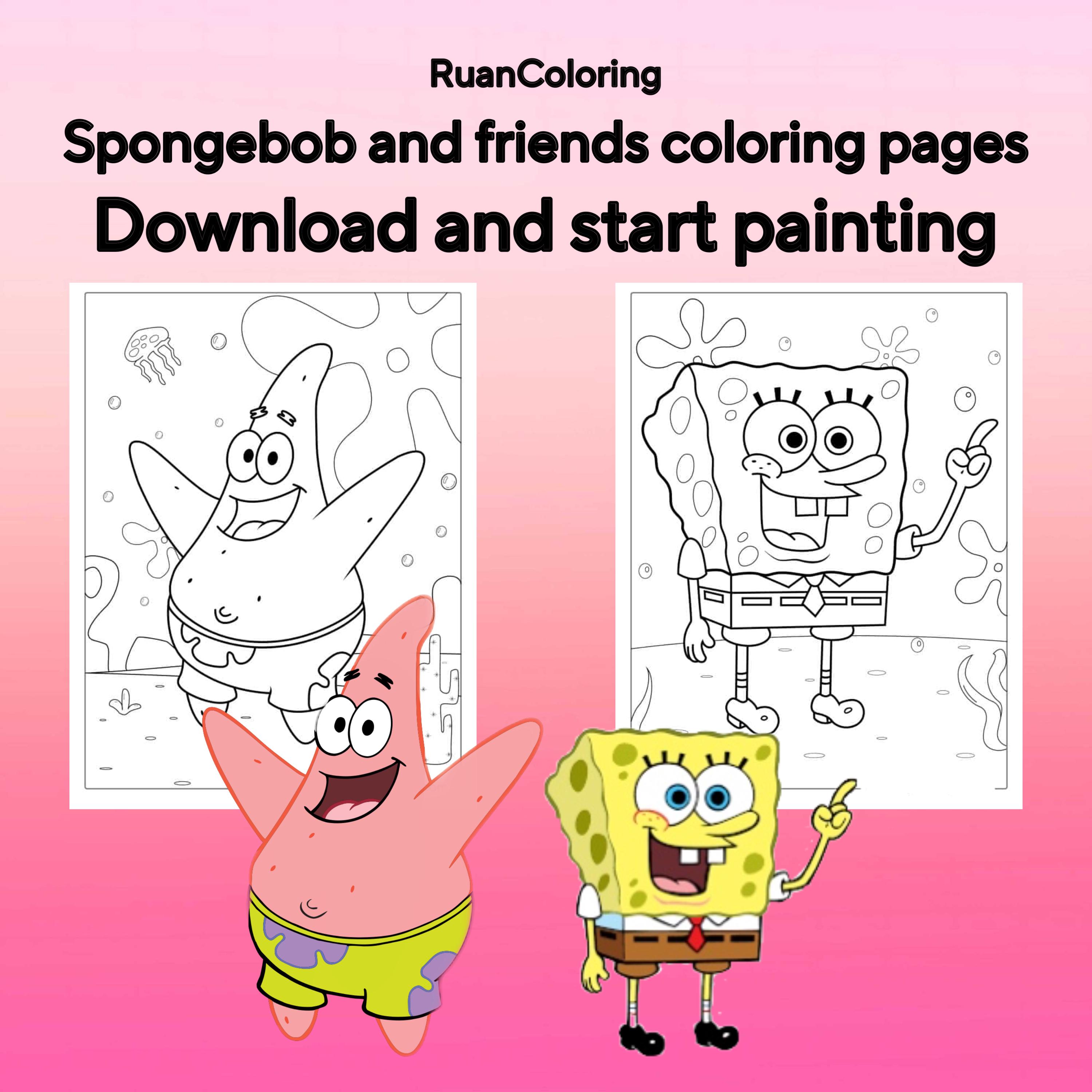Sponge Bob Coloring 60 Pages Mega Package: Fun and Educational Activity ...