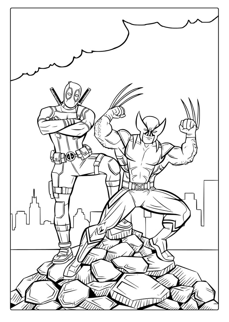 Deadpool Coloring Book 60 Pages: Fun and Educational Activity ...