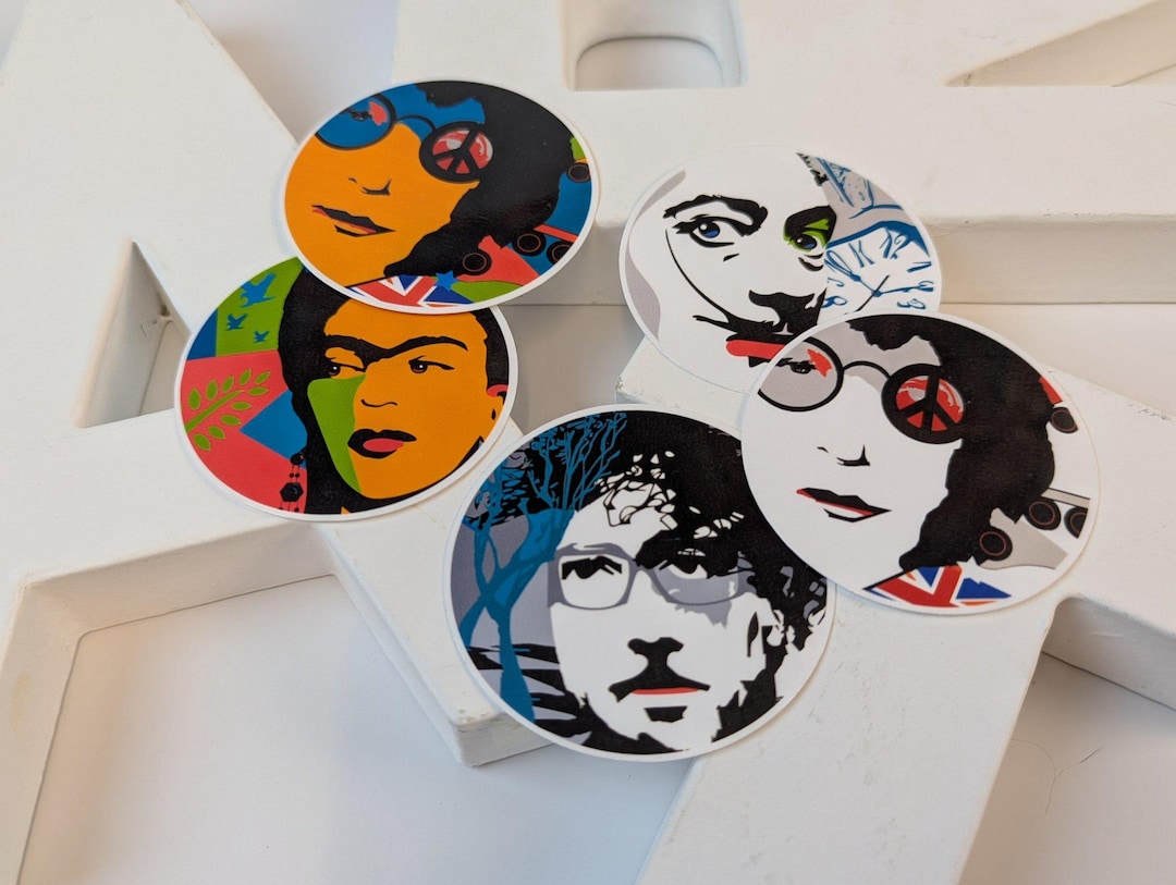 Famous Celebrities Stickers for Gift or Decoration Dali Kahlo Lennon ...